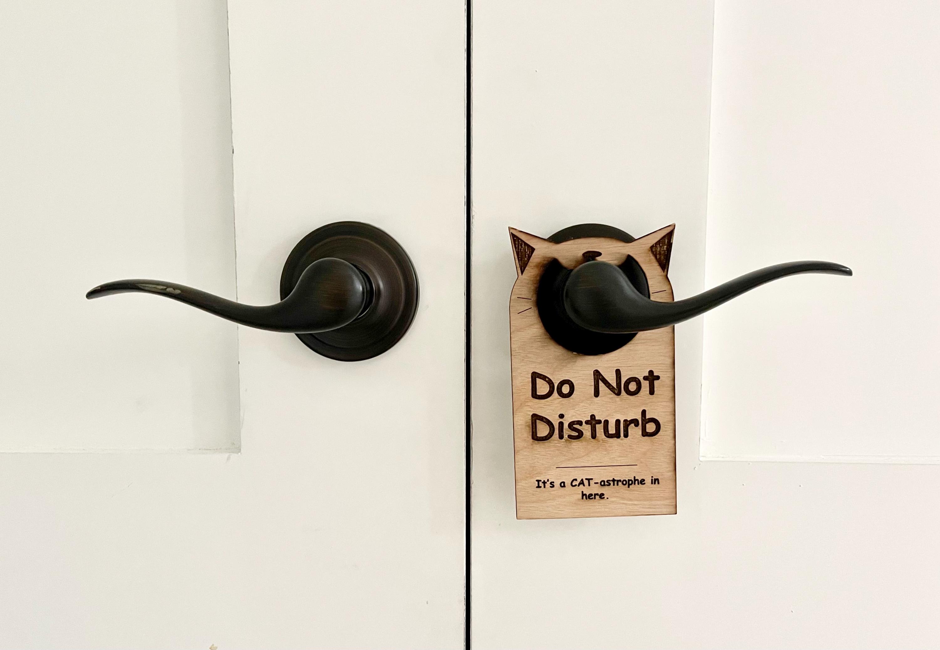 Do Not Disturb Cute Cat Wood Hanging Door Sign, Birthday Gifts, Office ...