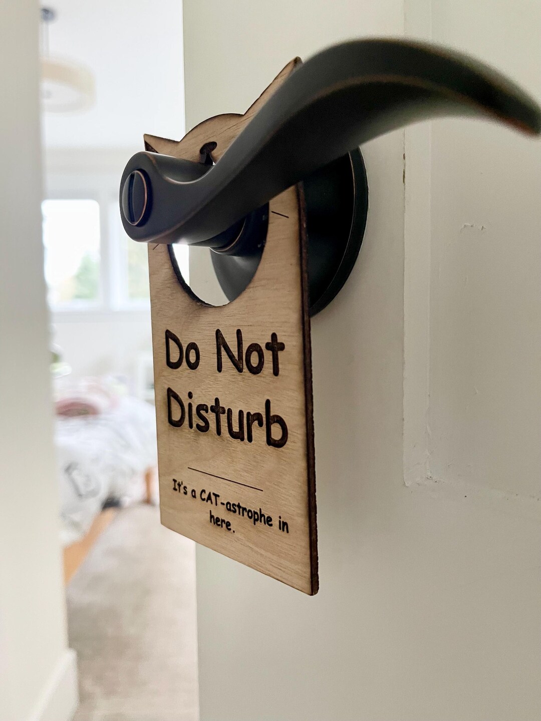 Do Not Disturb Cute Cat Kitten Real Wood Hanging Door Sign, Birthday ...