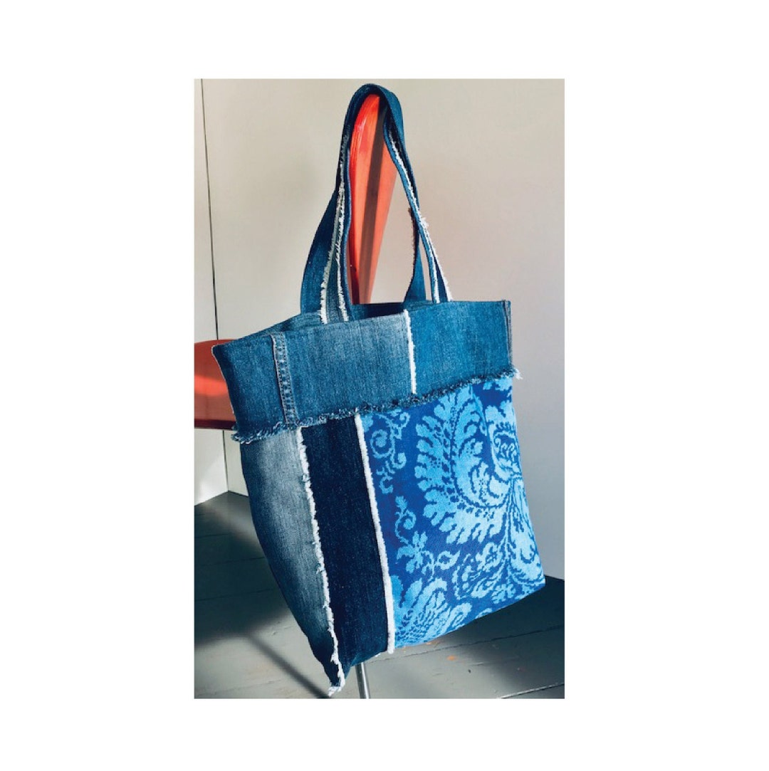 Patchwork Jeans Bag, Upcycled Denim Bag, Recycled Jeans Bag, Denim Shopper, Tote Bag, Vintage ...