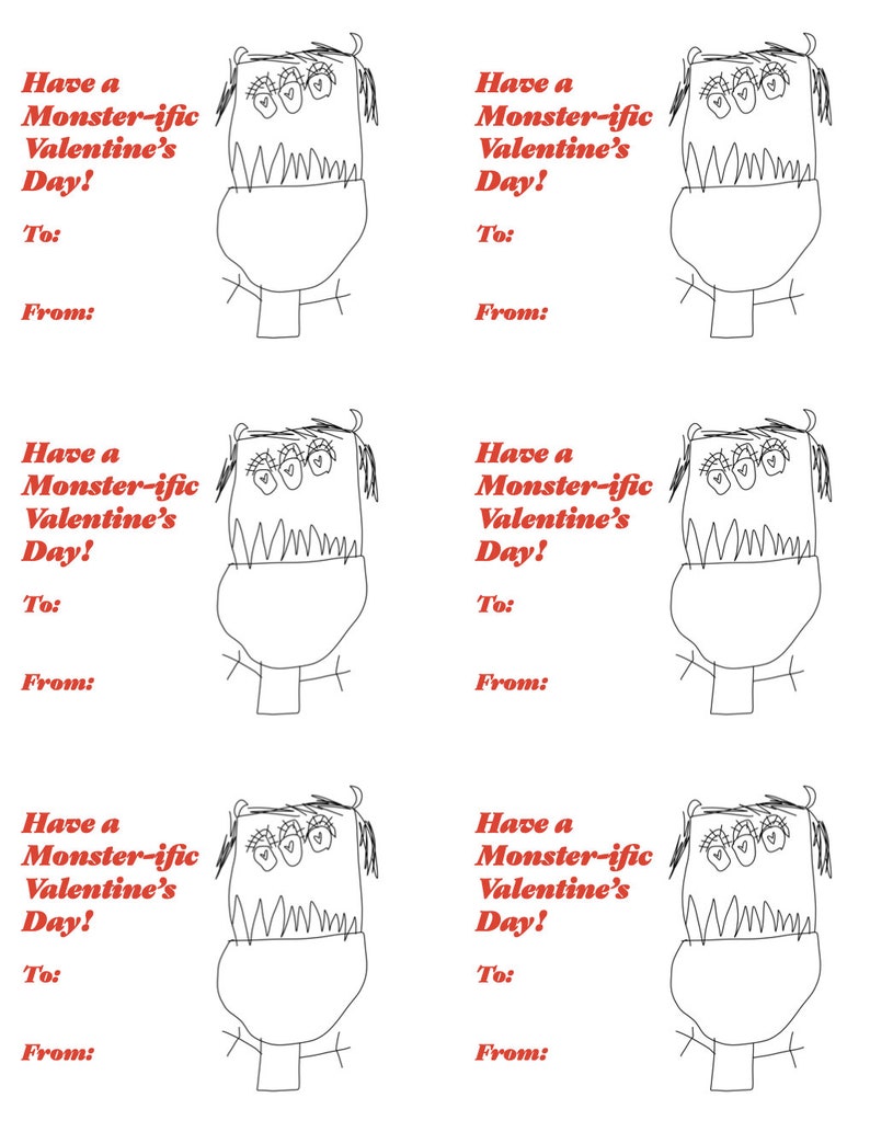 Monster Valentines - Digital Download - Etsy