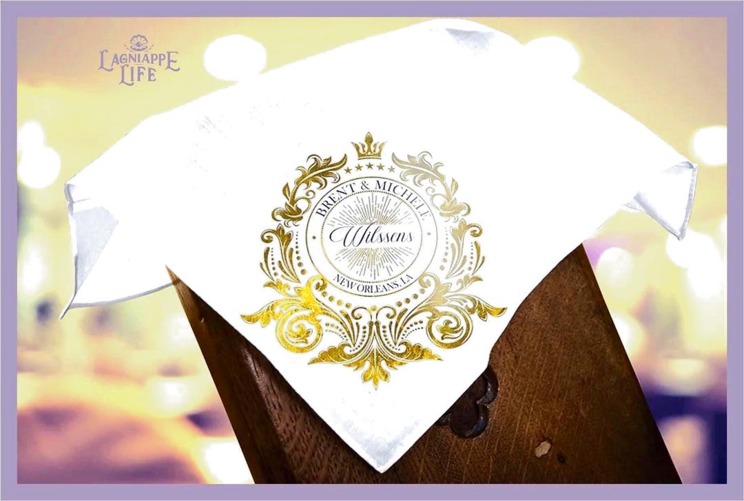 Gold Monogram Second Line Handkerchief | Personalize Handkerchiefs ...
