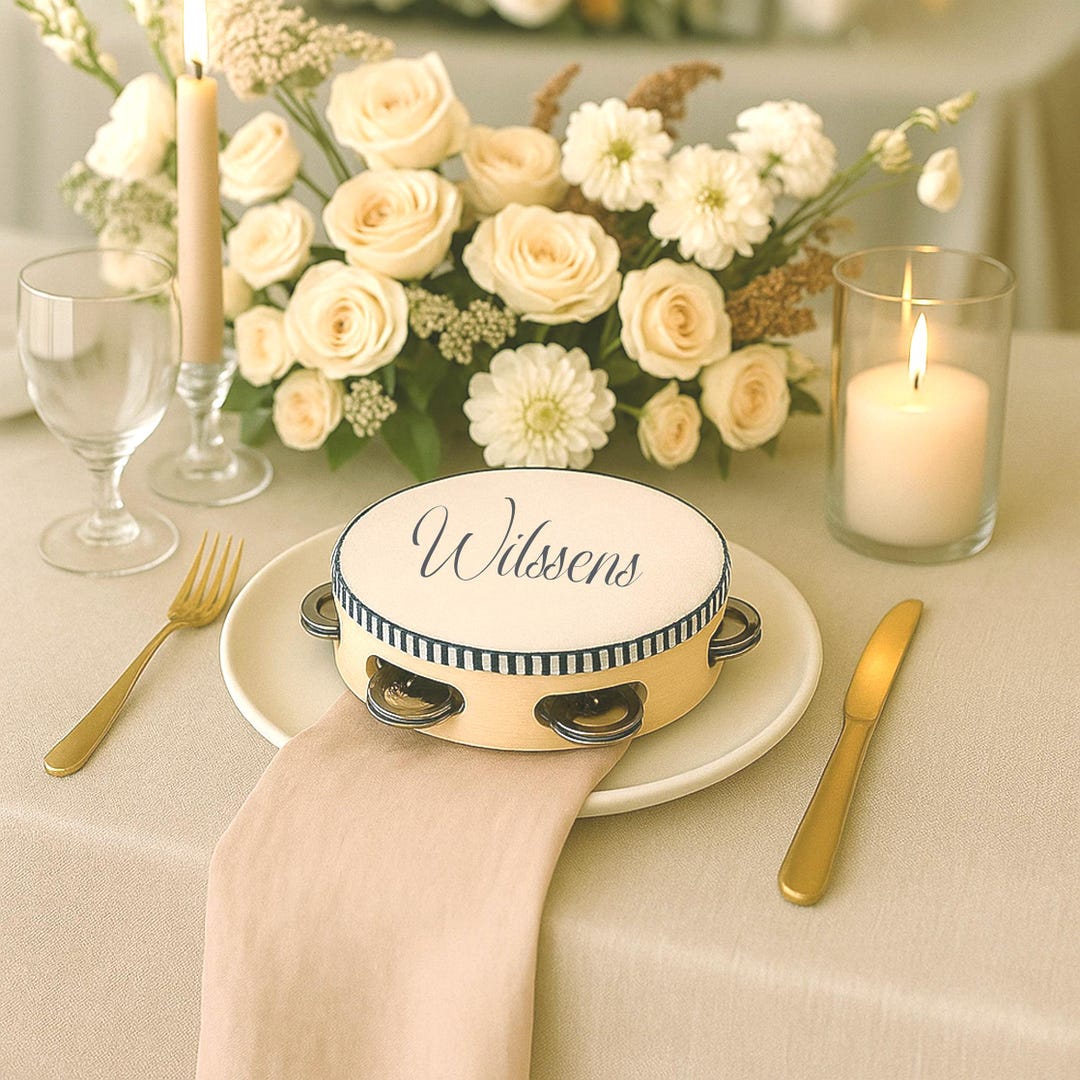 10 Custom Printed Tambourines for Weddings Seating, Parties, and Second ...