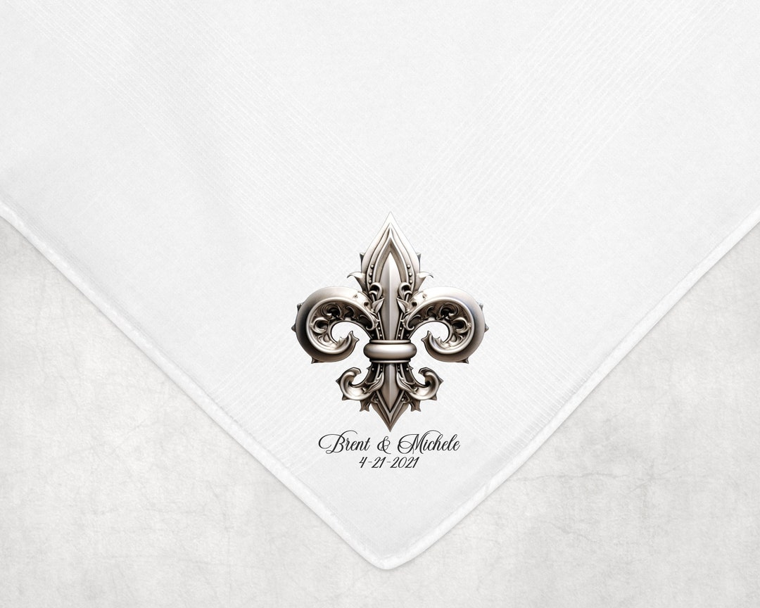 Second Line Handkerchief Fleur De Lis Wedding Handkerchiefs Custom ...