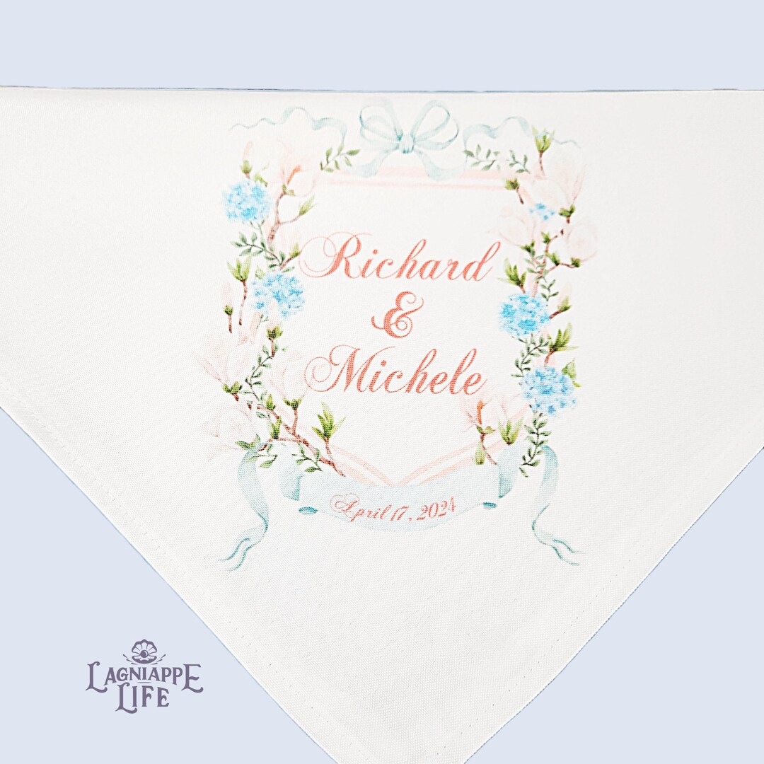 Floral Pastel Wedding Crest Second Line Handkerchief Personalize ...