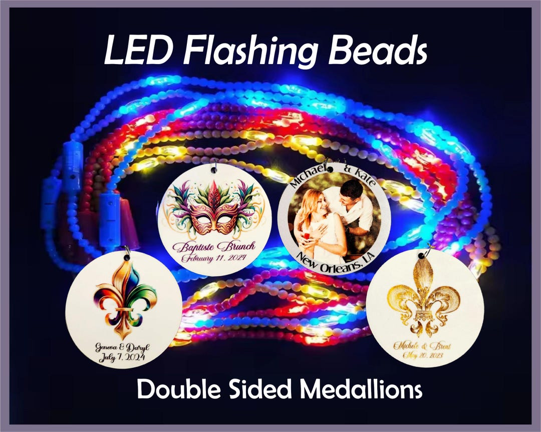 Personalized Flashing LED Necklace Beads – Custom Double-sided ...