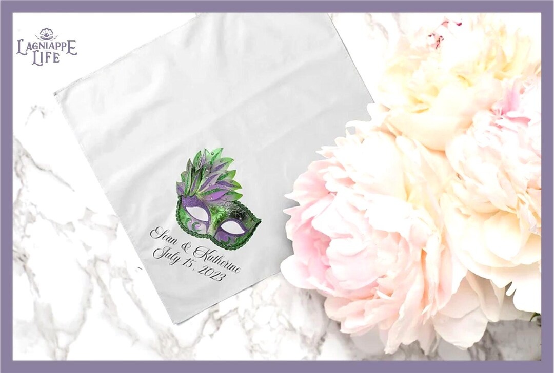 Masquerade Mask Custom Handkerchiefs - Personalized Wedding Favors for ...