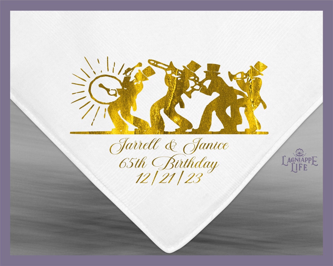 Gold Second Line Jazz Band Handkerchief Personalize Wedding ...