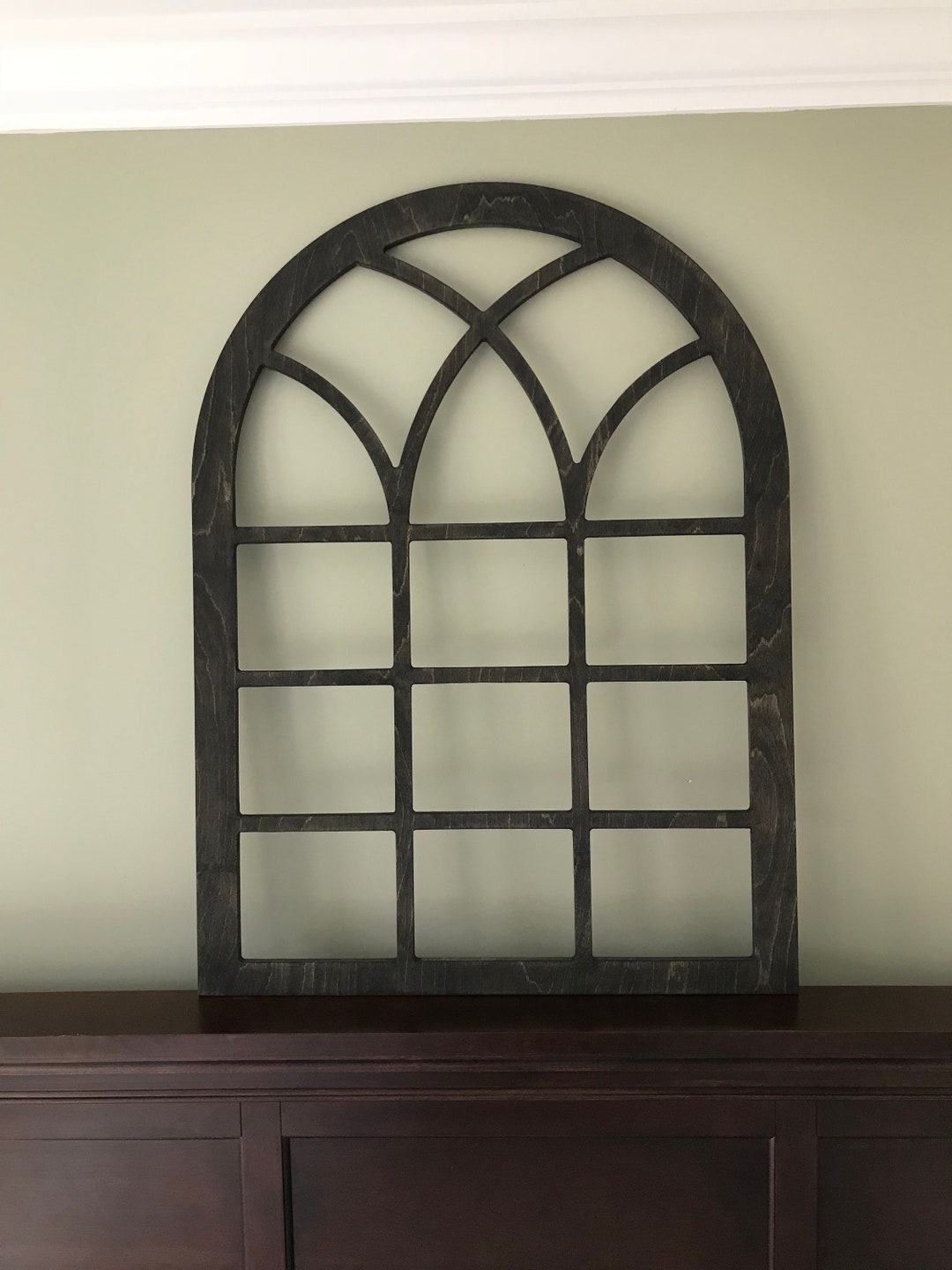 Arched Farmhouse Frame, Faux Window Frame, Arched, Stained, Custom Arch ...