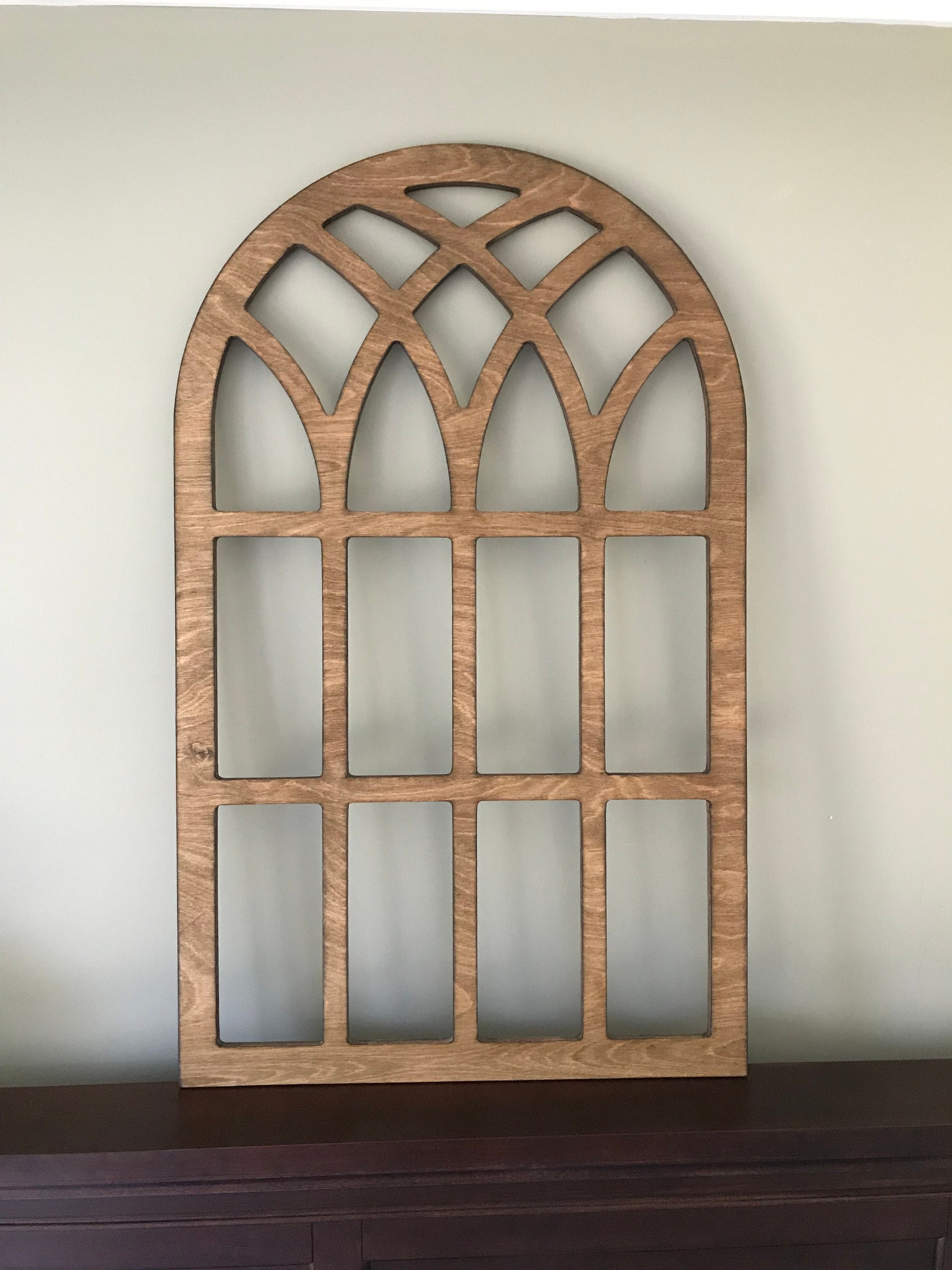 Arched Window Frame Faux Farmhouse Arched Stained Custom - Etsy