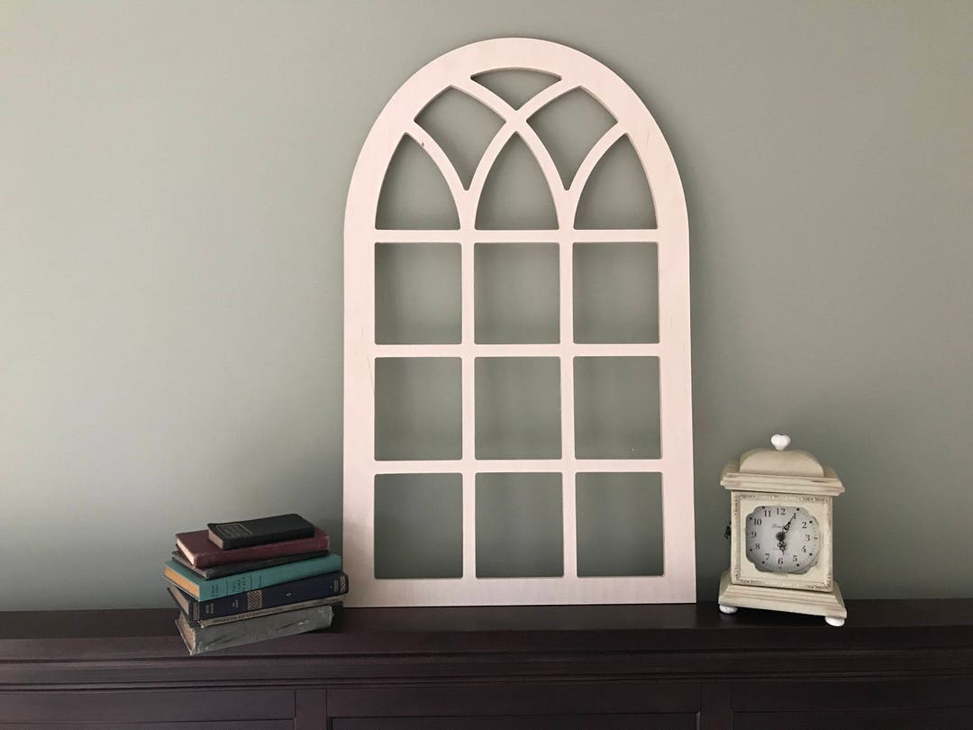 Arched Window Frame, Faux Farmhouse Frame, Arched, Stained, Custom Arch ...