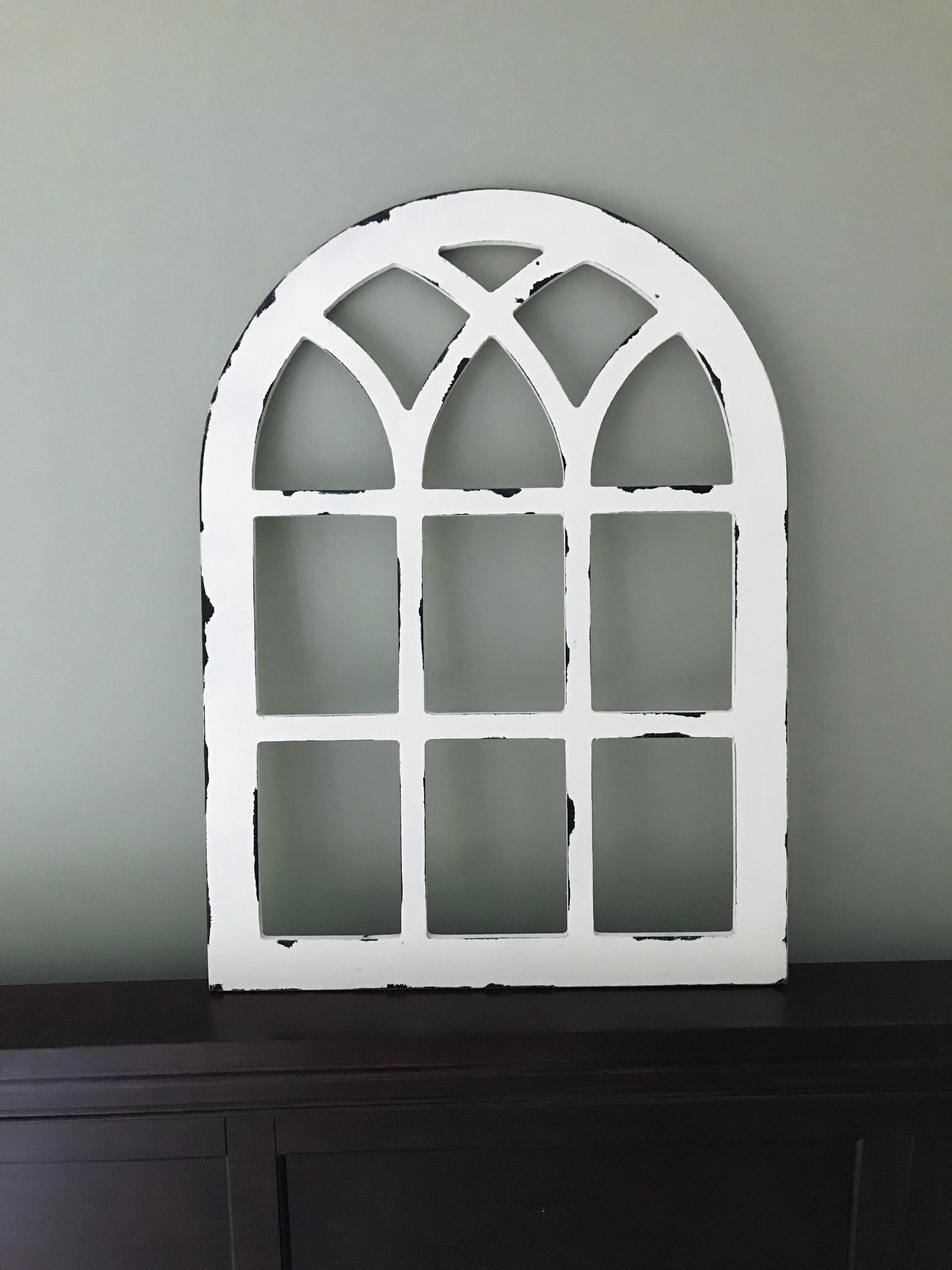 Arched Farmhouse Frame Faux Window Frame Arched Stained - Etsy