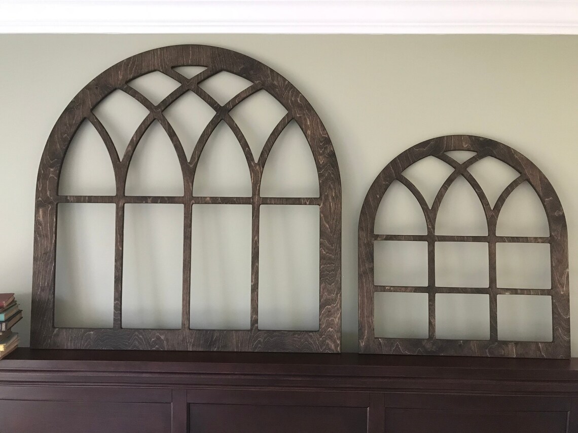 Arched Farmhouse Frame, Faux Window, Arched, Stained, Custom Arch, Wall ...