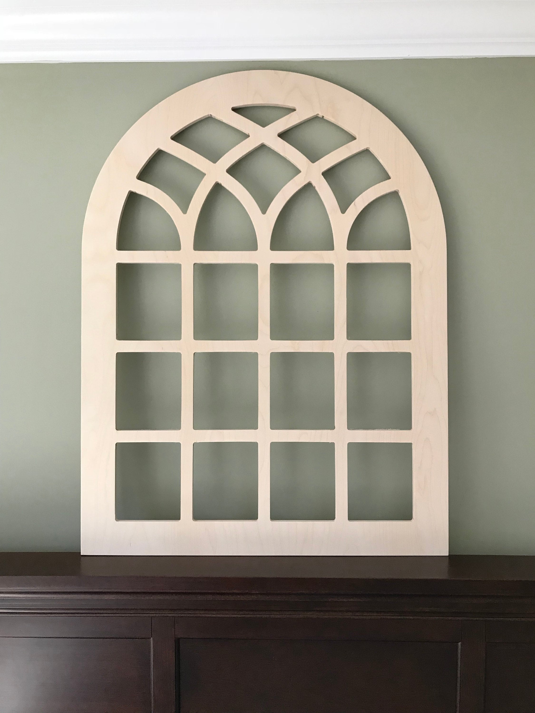 Arched Farmhouse Window Frame, Faux Window Frame, Arched, Stained ...