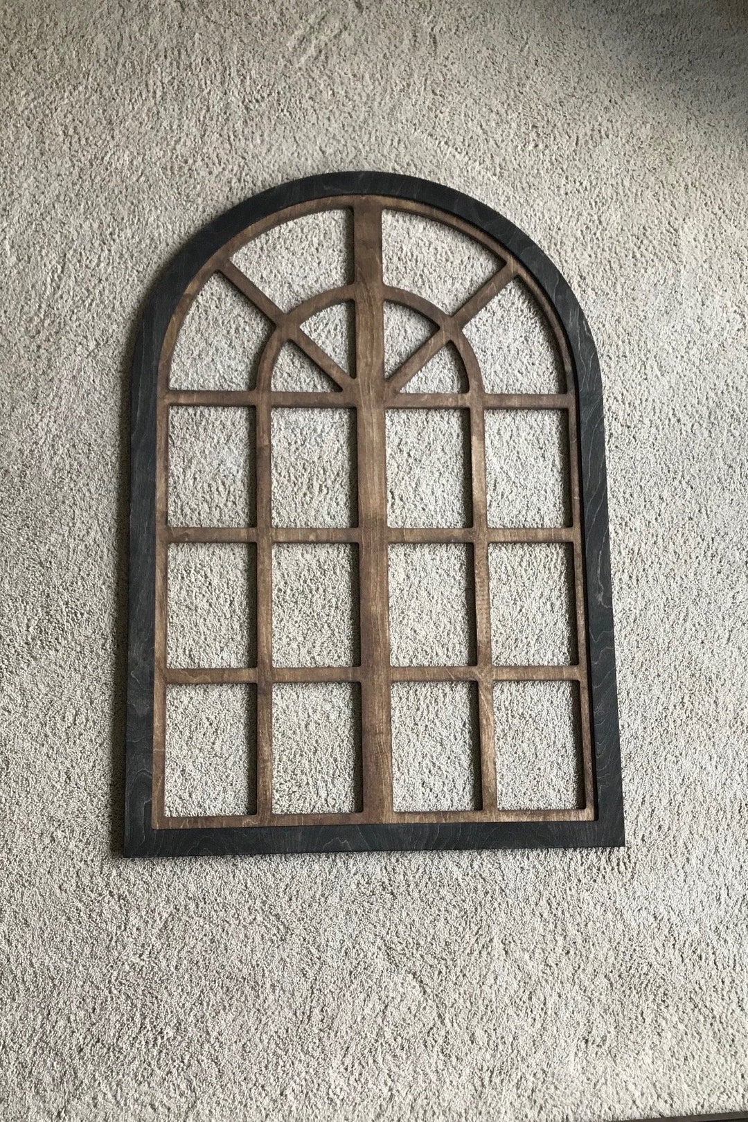 Arched Window Frame Heirloom Sunburst Frame 48"x33" - Two Tone Stain ...