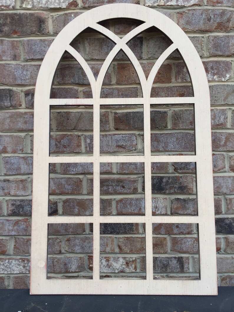 Arched Window Frame, Faux Farmhouse Frame, Arched, Stained, Custom Arch ...