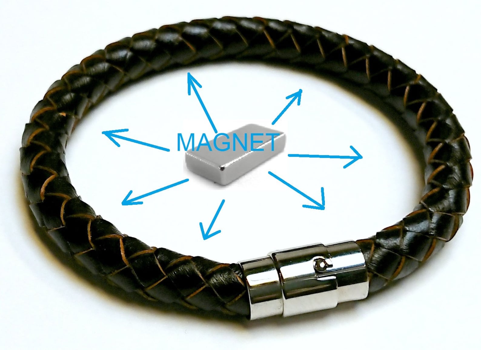 Magnetic Magnet Natural Real Leather Bracelet Filled With Very Strong ...