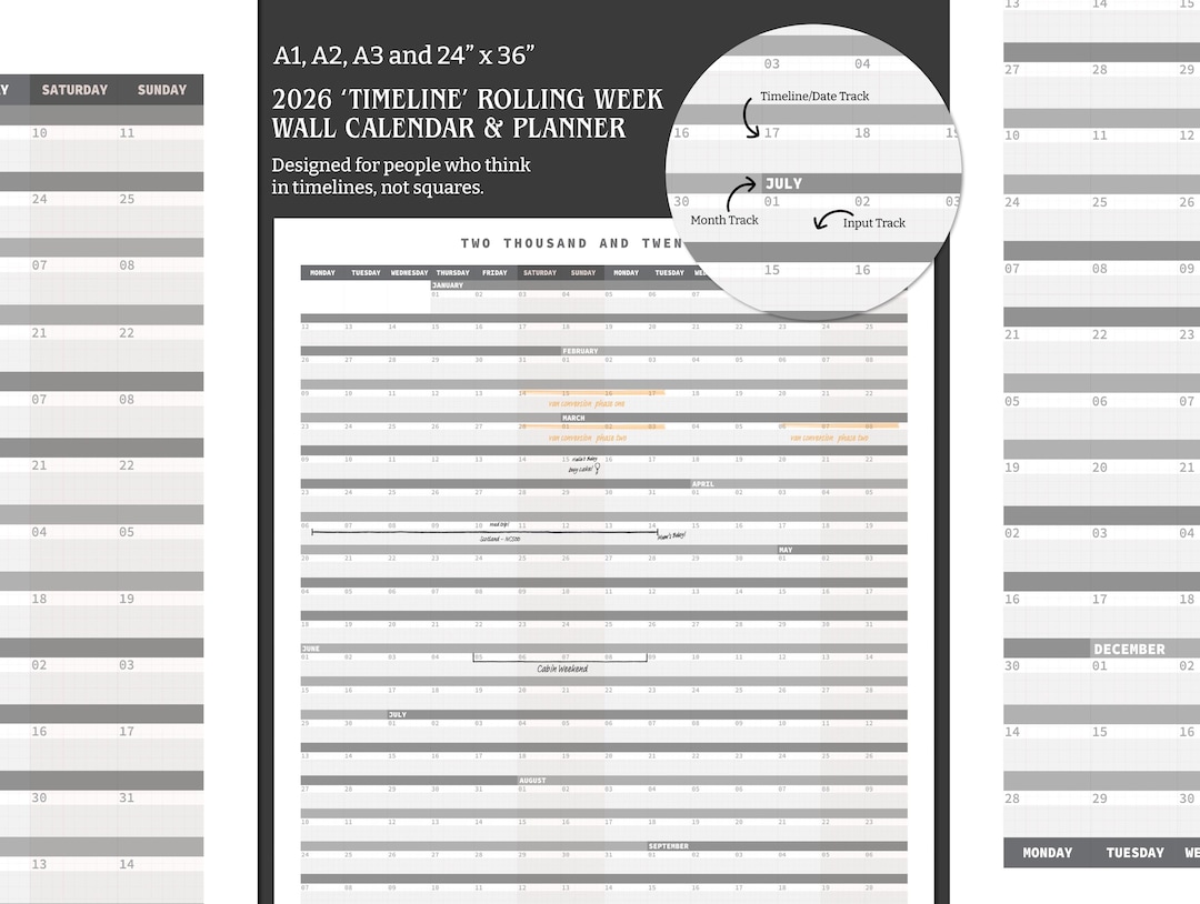 Buy Printable Yearly Timeline Calendar 2026 Full Year Wall Planner ...