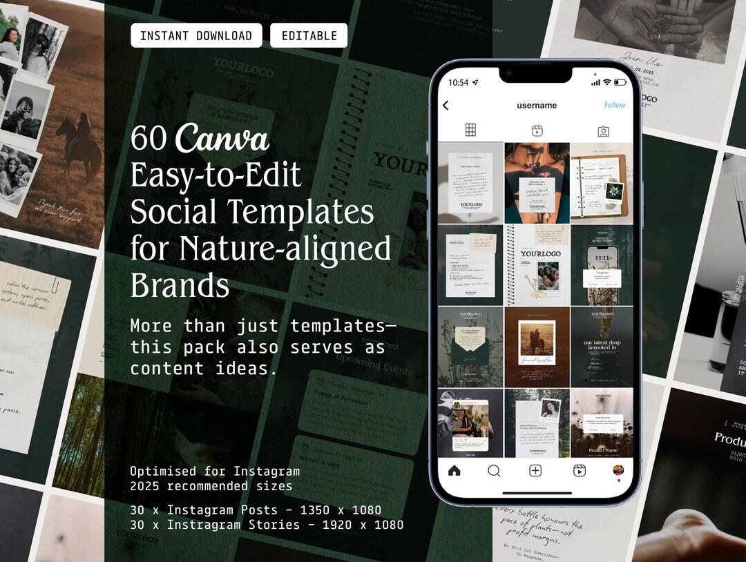 Nature Aligned Social Media Canva Template Bundle for Herbal Plant ...