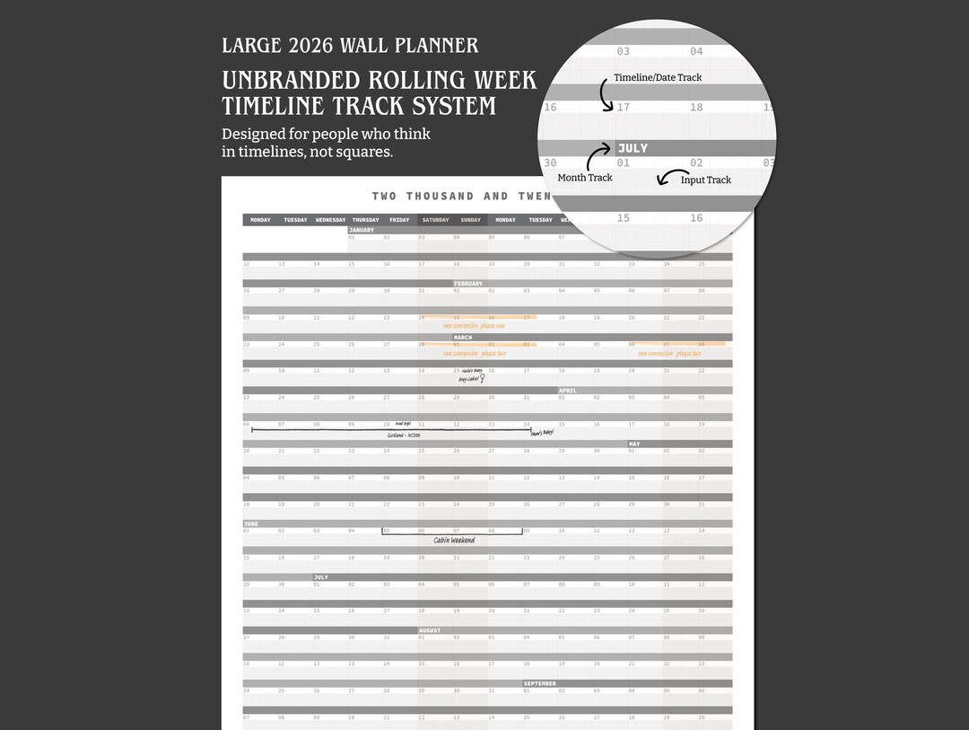 Printable Yearly Timeline Calendar 2026 Full Year Wall Planner ...