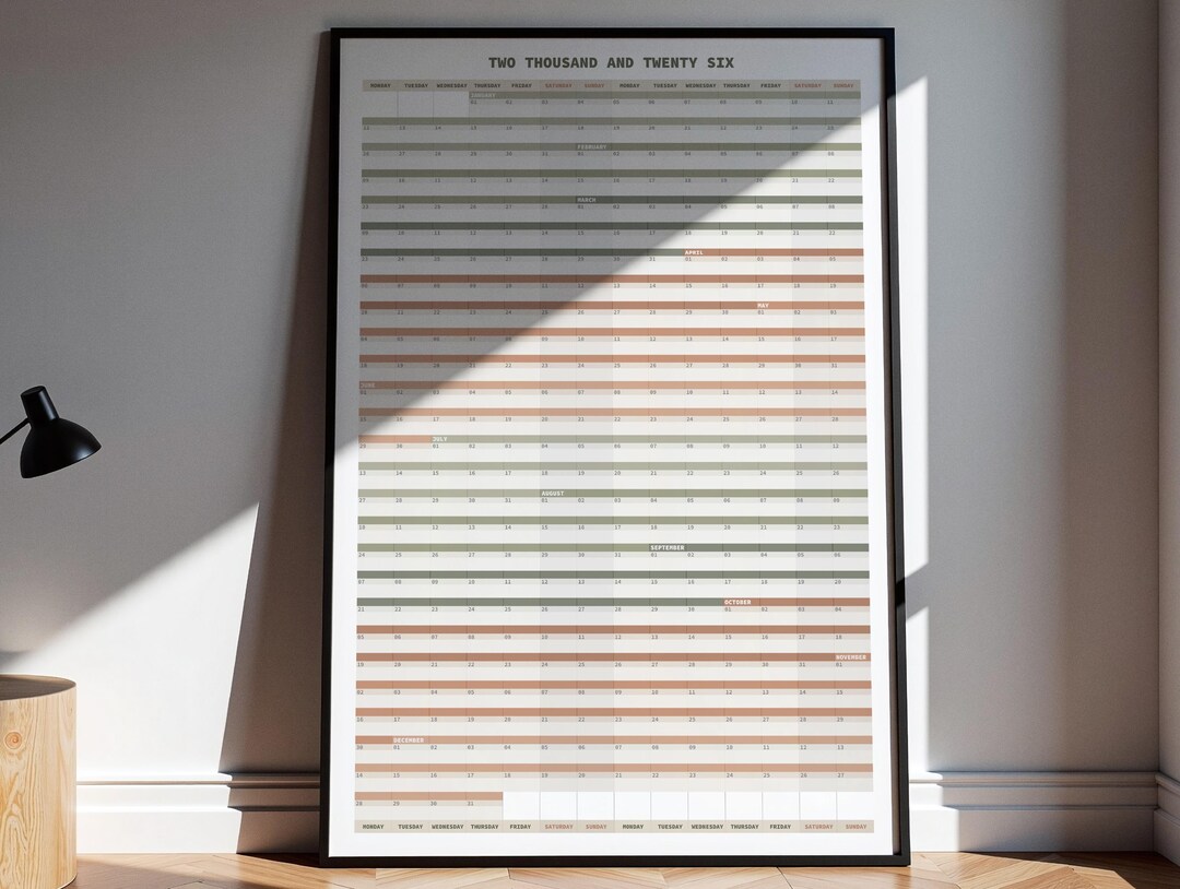 Printable Yearly Timeline Calendar 2026 Full Year Wall Planner ...