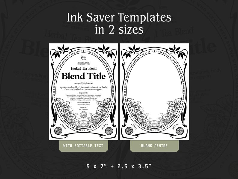 Herbal Tea Blend Canva Templates for Tea Recipe Cards and Labels ...