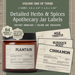 Apothecary Jar Labels Herbalist Labels Dried Herb Packaging Botanical ...