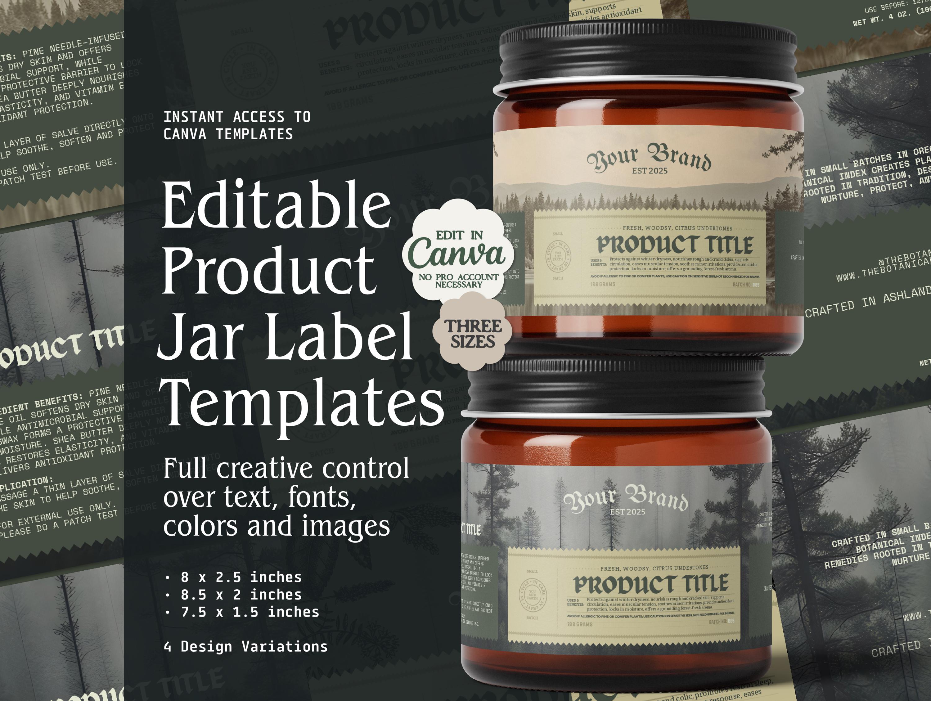 Editable Artisan Jar Label Packaging Canva Templates, 4oz Jar Label ...