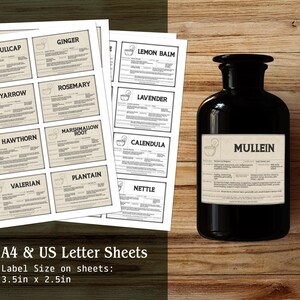 Apothecary Jar Labels Herbalist Labels Dried Herb Packaging Botanical ...