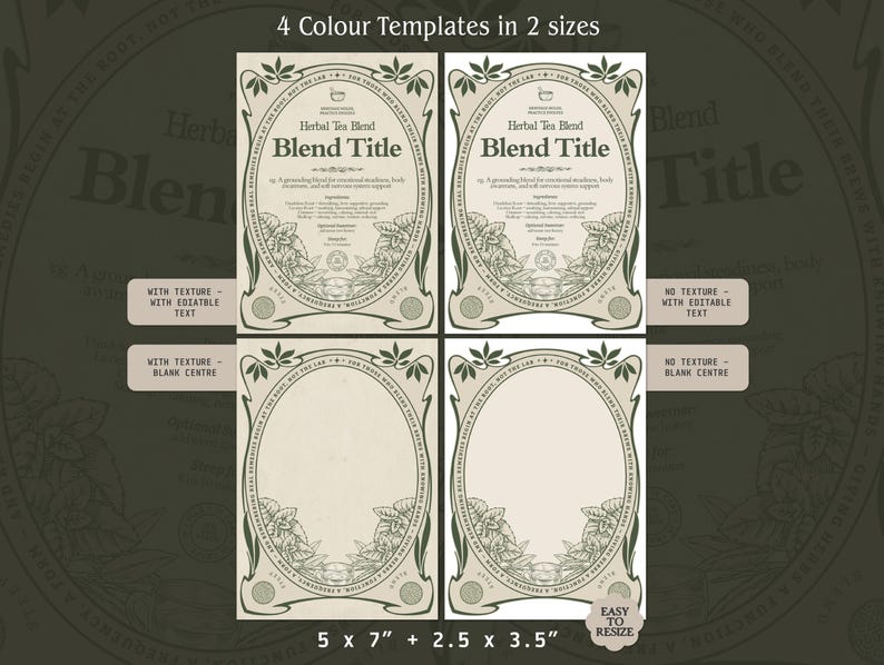 Herbal Tea Blend Canva Templates for Tea Recipe Cards and Labels ...