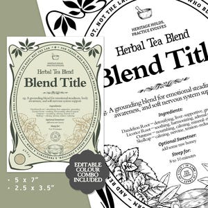 Herbal Tea Blend Canva Templates for Tea Recipe Cards and Labels ...
