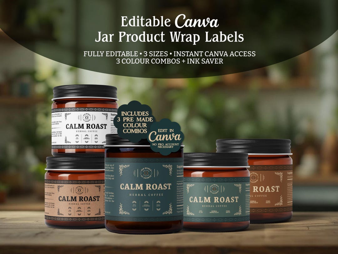 Editable Product Label Jar Wrap Templates, Canva Label Kit, 4oz Jar ...