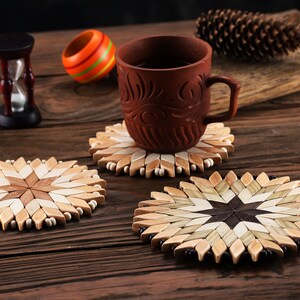 Set of 3 Small Handmade Wooden Trivets for Hot Dishes - Diameter 6-7 ...