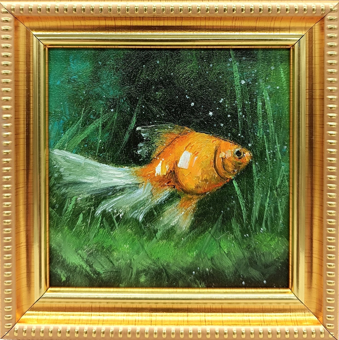Goldfish Original Oil Painting Fish Original Art Animal Oil Painting ...