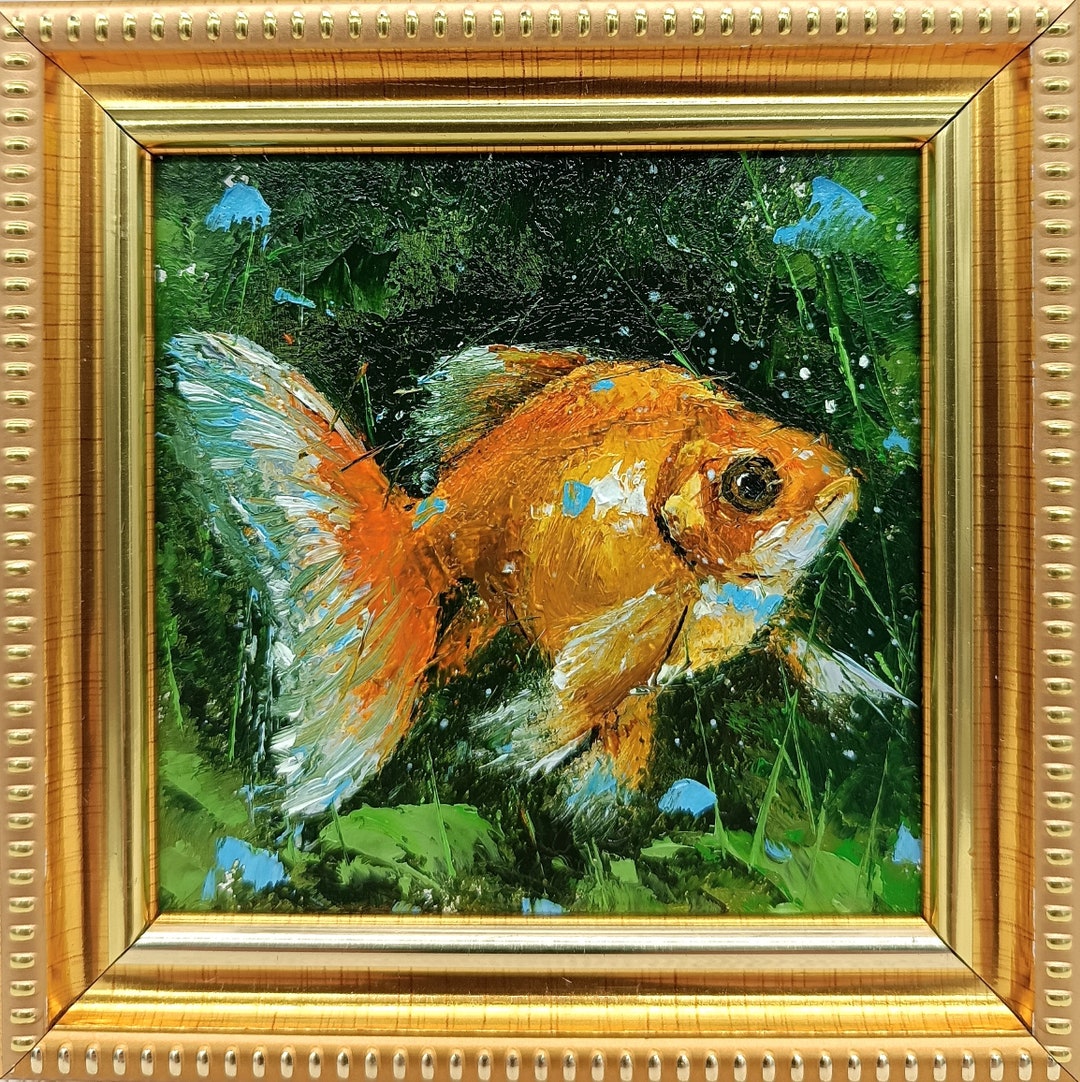 Goldfish Original Oil Painting Fish Original Art Animal Oil Painting ...