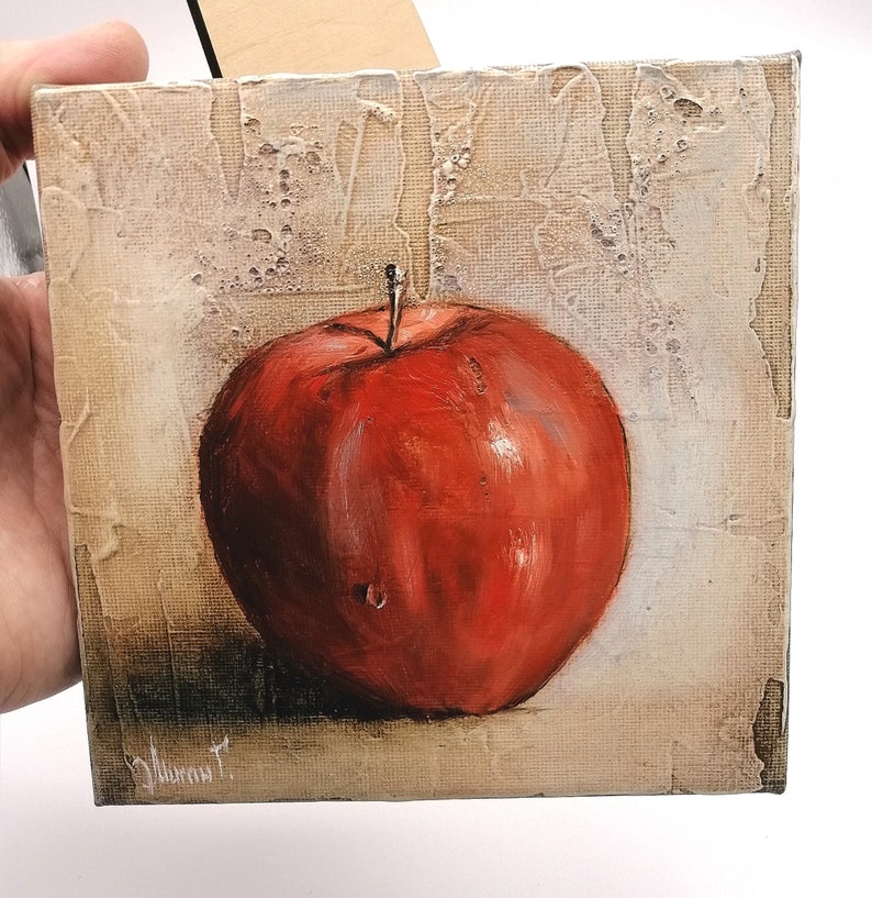 Vintage Apple Apple Art Original Fruit Oil Painting Wall Art - Etsy