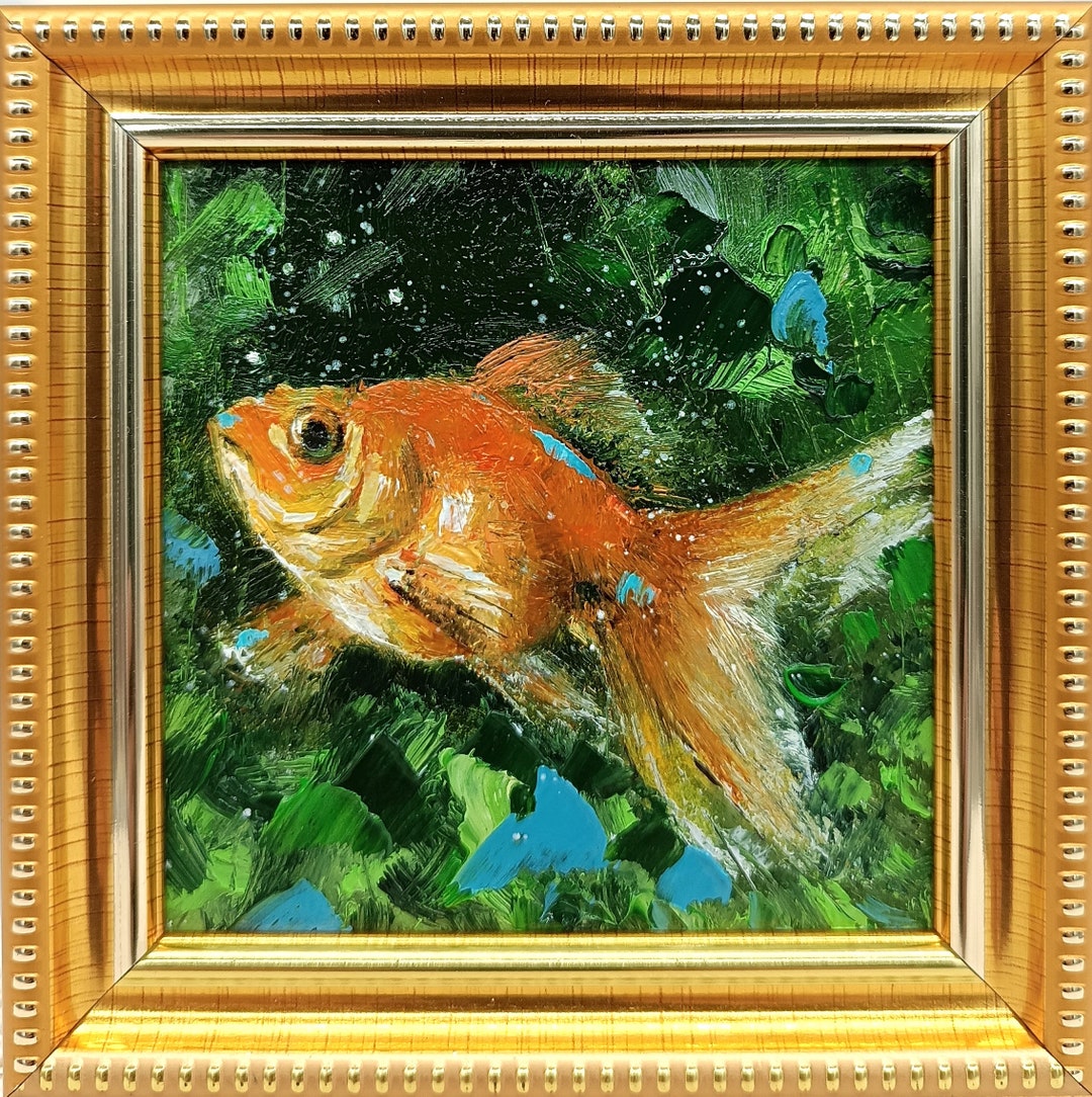 Goldfish Original Oil Painting Fish Original Art Animal Oil Painting ...