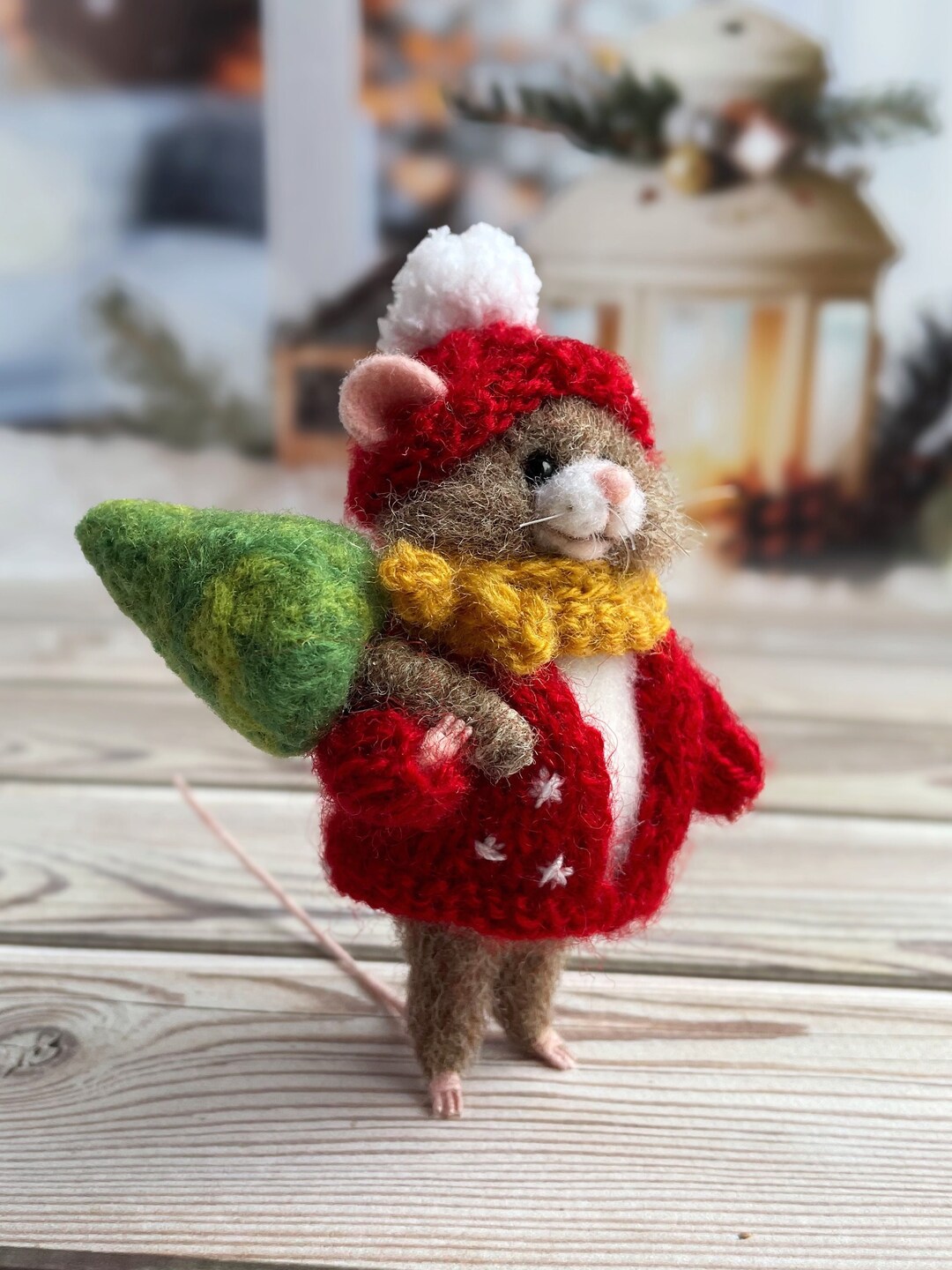 Needle Felted Christmas Mouse, Felting Mouse, Needle Felted Animal ...