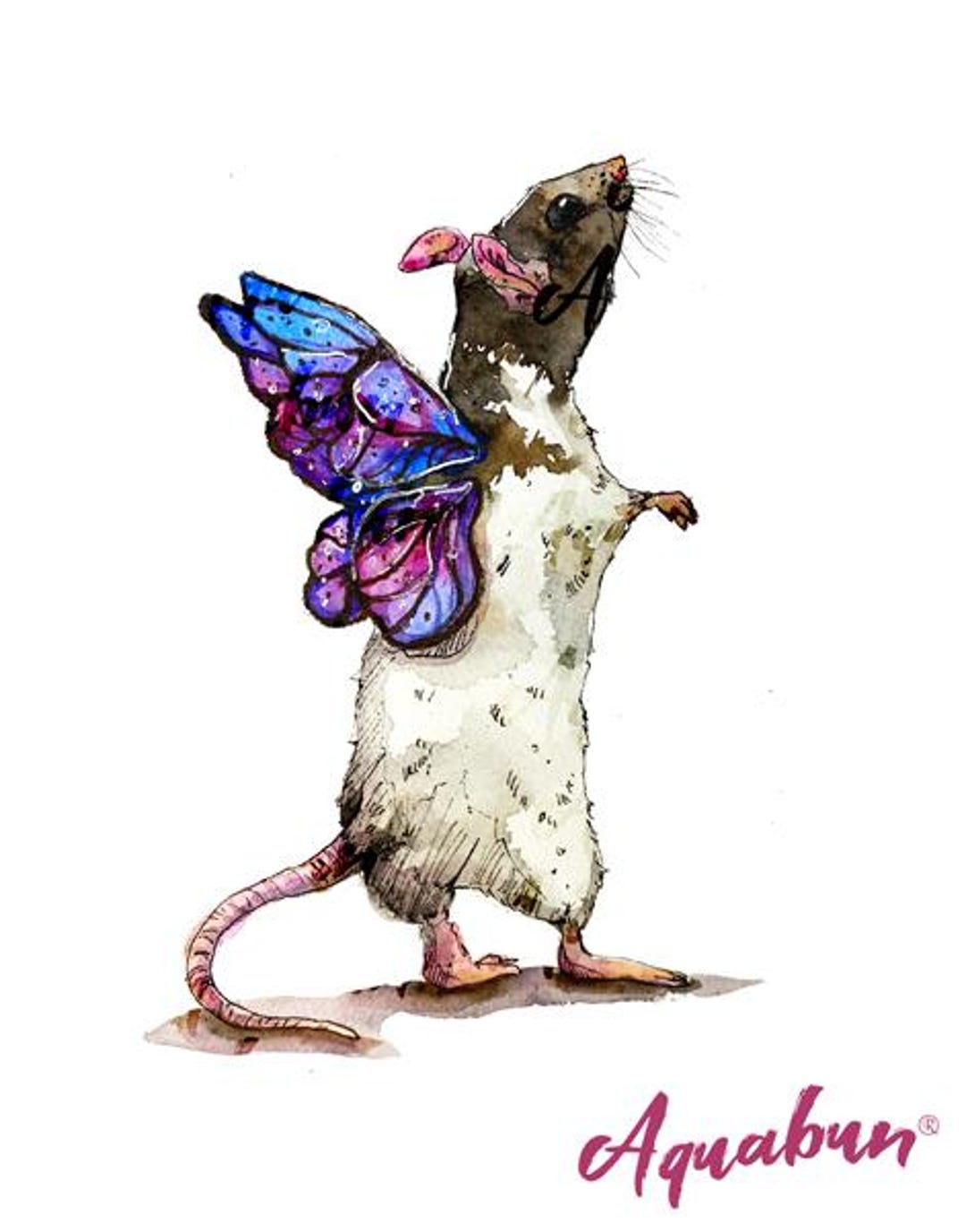 Fairy Rat Watercolor Painting Print, Fantasy Mice Nursery Art - Etsy