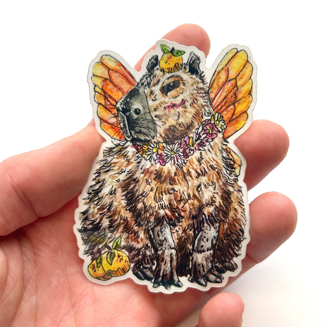 Capybara Fairy Sticker Decal, Fairycore Stickers, Cute, Cottagecore ...