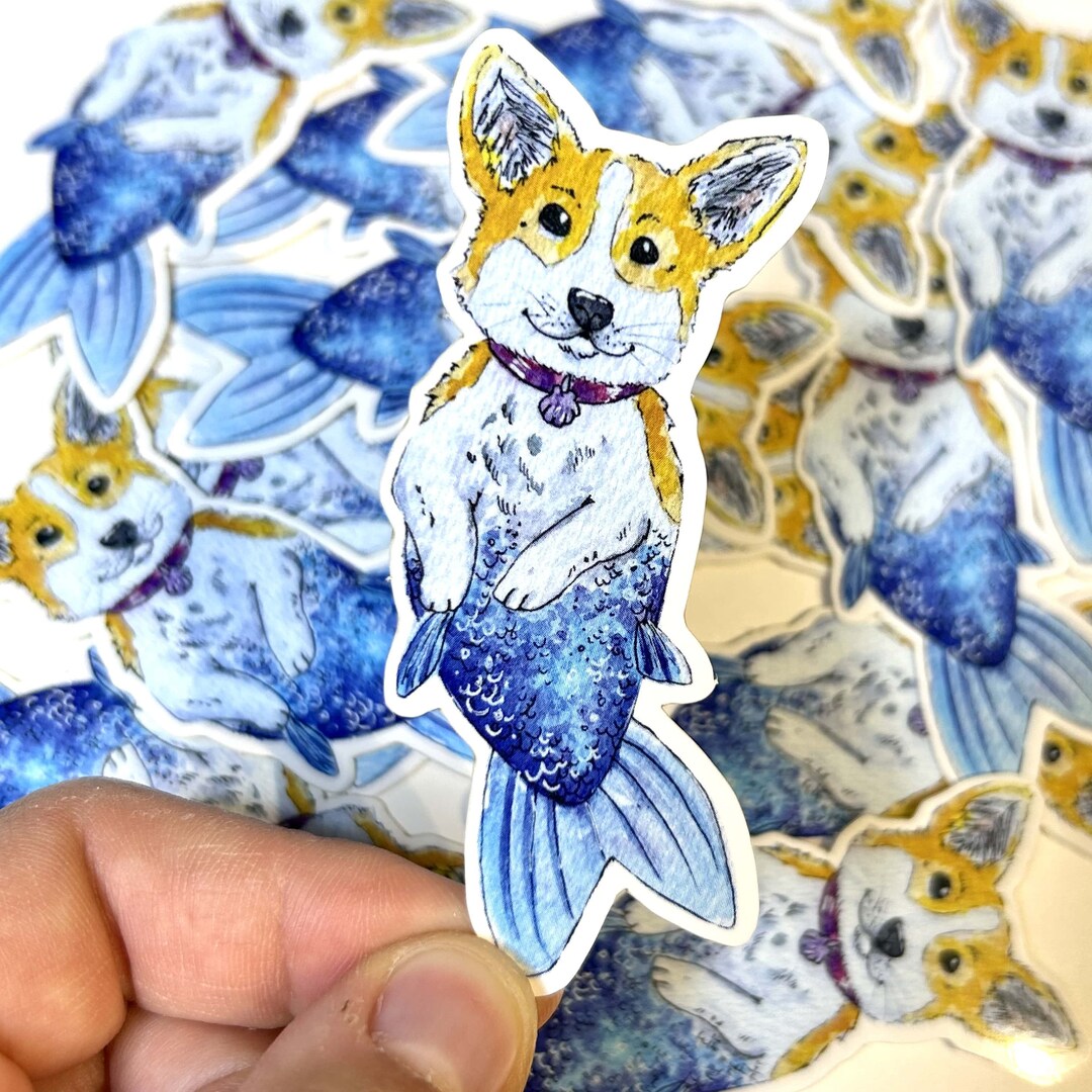 Corgi Mermaid Sticker Decal, Mermaidcore, Fairycore, Faecore, Mermaid ...