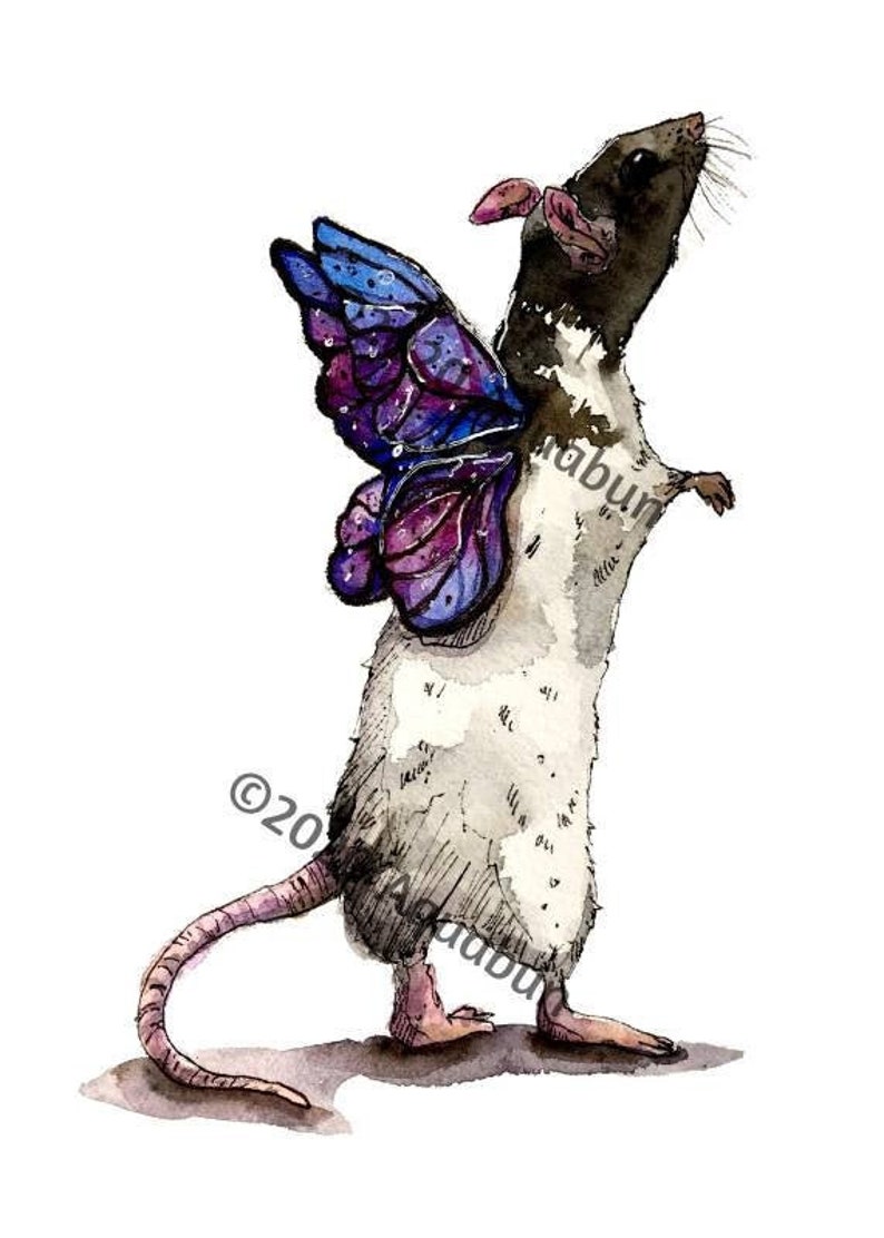 Fairy Rat Watercolor Painting Print Cute Fantasy Art Geek | Etsy