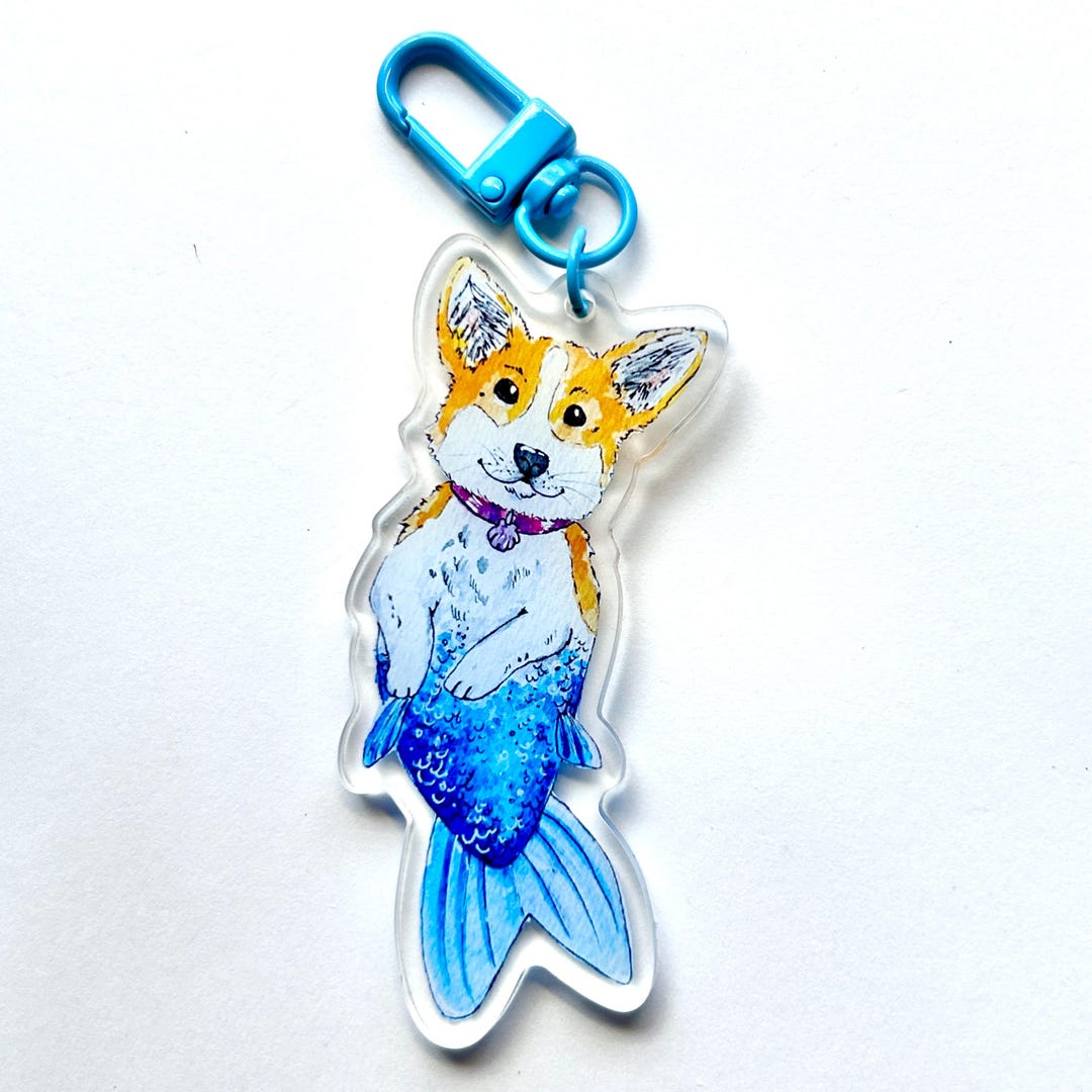 Corgi Mermaid Acrylic Double Sided Keychain - Etsy