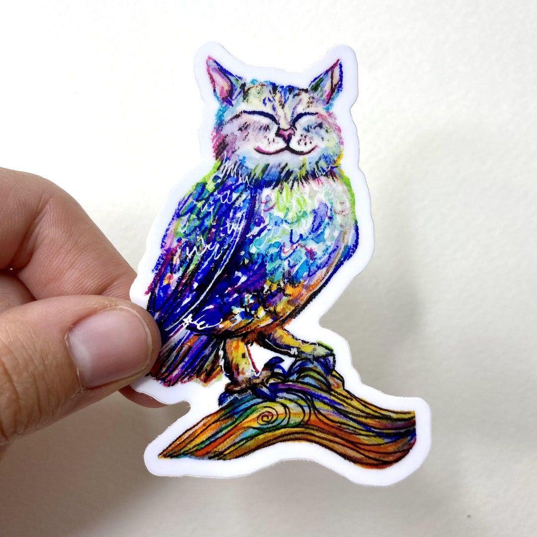 Meowl Sticker Decal, Cute Stickers, Cat Lover Gift, Cat Owl, Vinyl ...