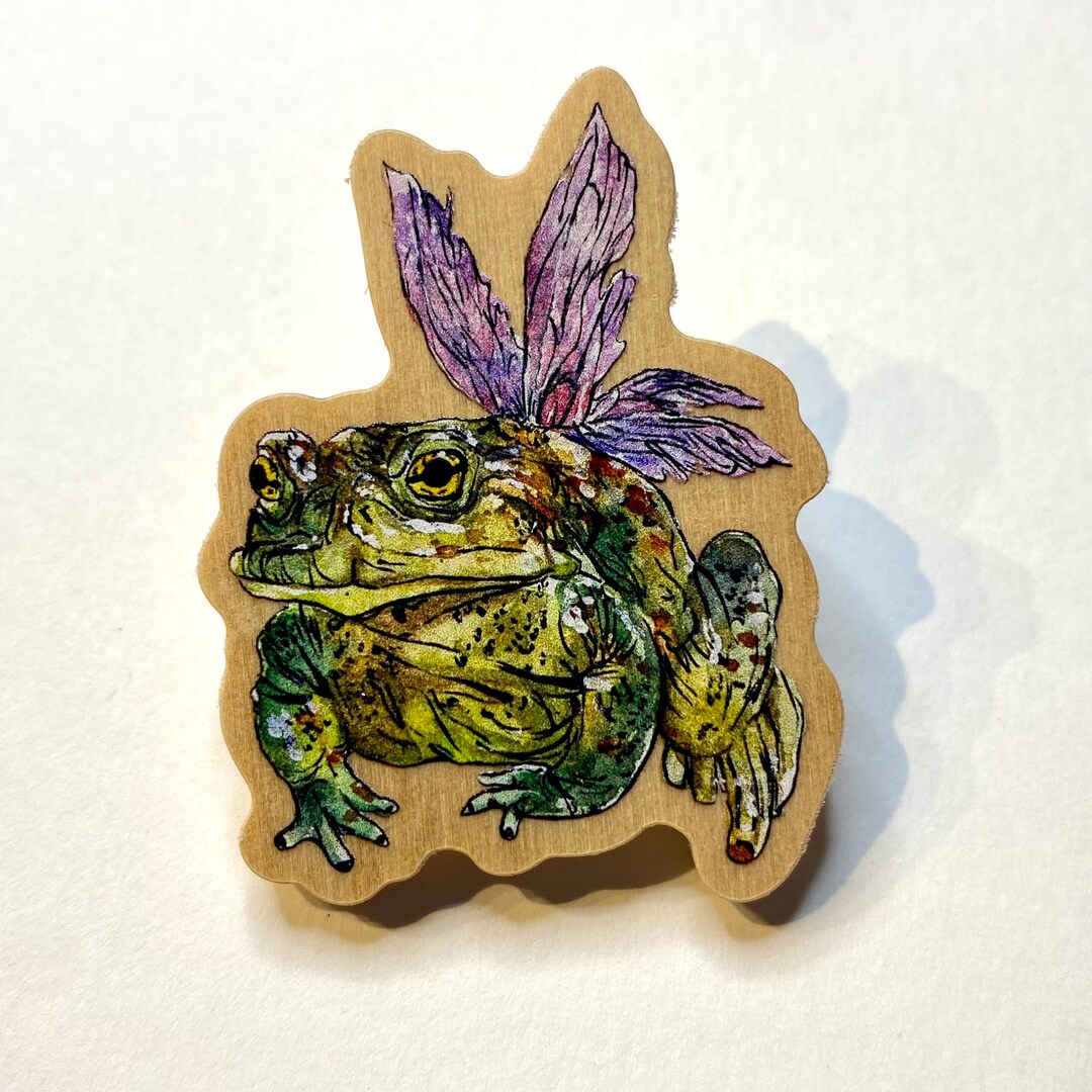 Toad Fairy Pin OR Magnet - Toad Fairy Art, Fairy Frog, Frog Button ...