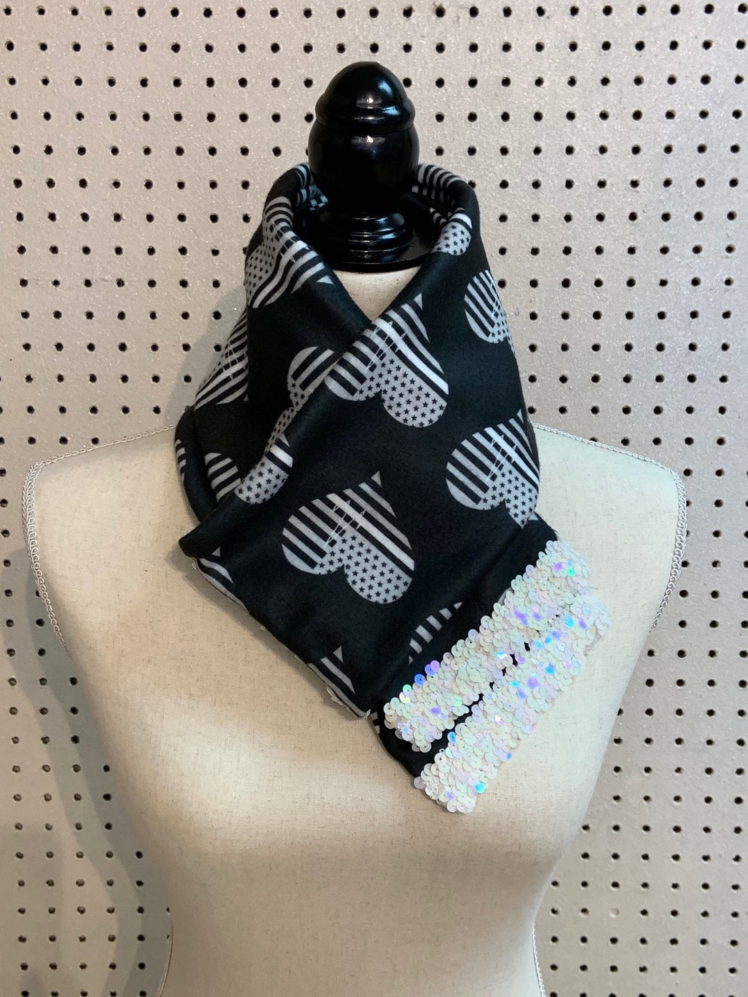 Thin White Line Fleece Bling Scarf EMT Paramedic Support Scarf Emt Wife ...
