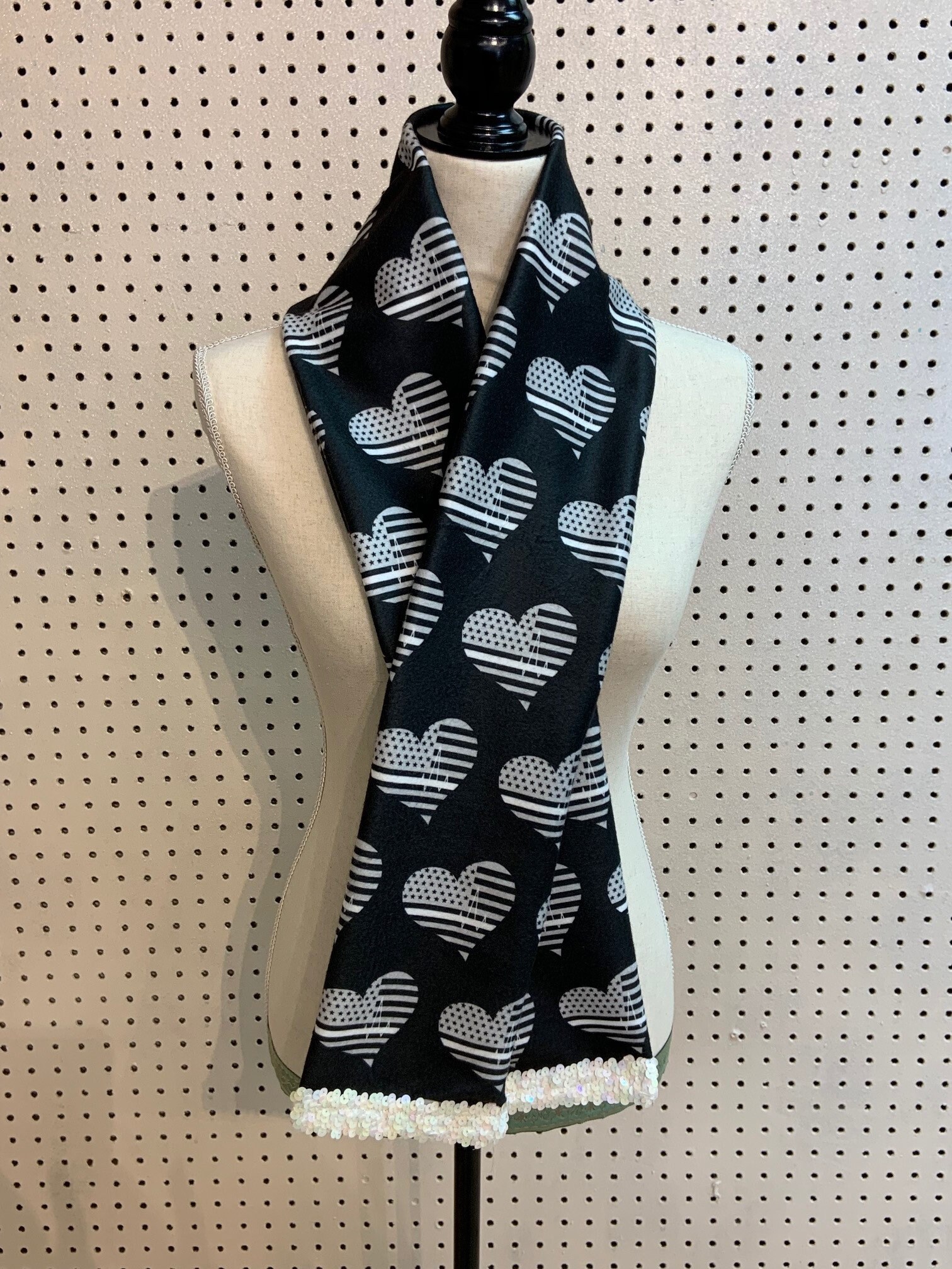 Thin White Line Fleece Bling Scarf EMT Paramedic Support Scarf Emt Wife ...