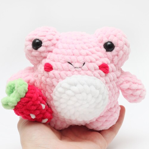 Strawberry Frog Plush Handmade Frog Toy Strawberry First | Etsy