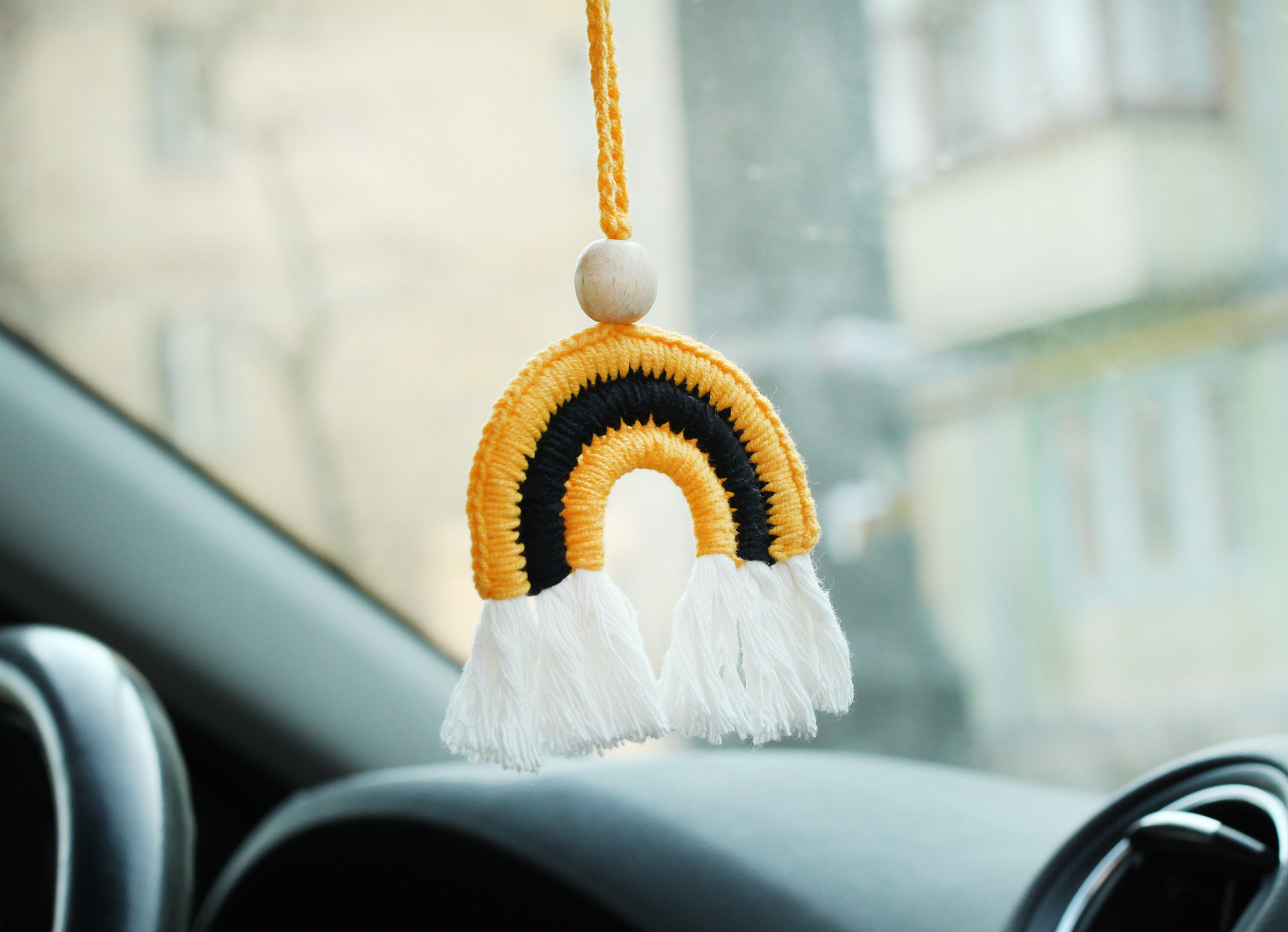 Rainbow Macrame Car Charm Essential Oil Car Diffuser Bee Car | Etsy