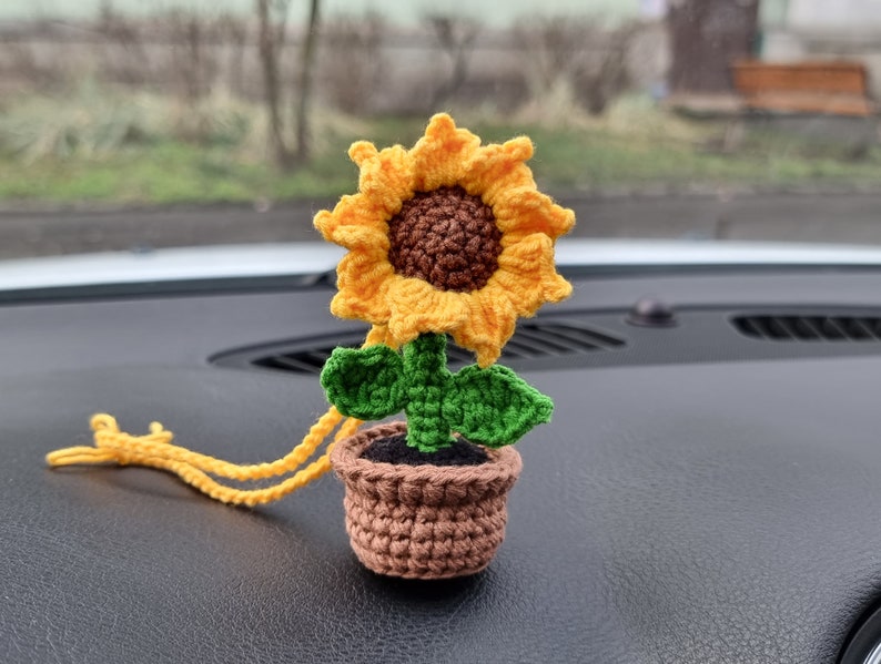 Sunflower Car Accessories Sunflower in a Pot Car Accessories - Etsy