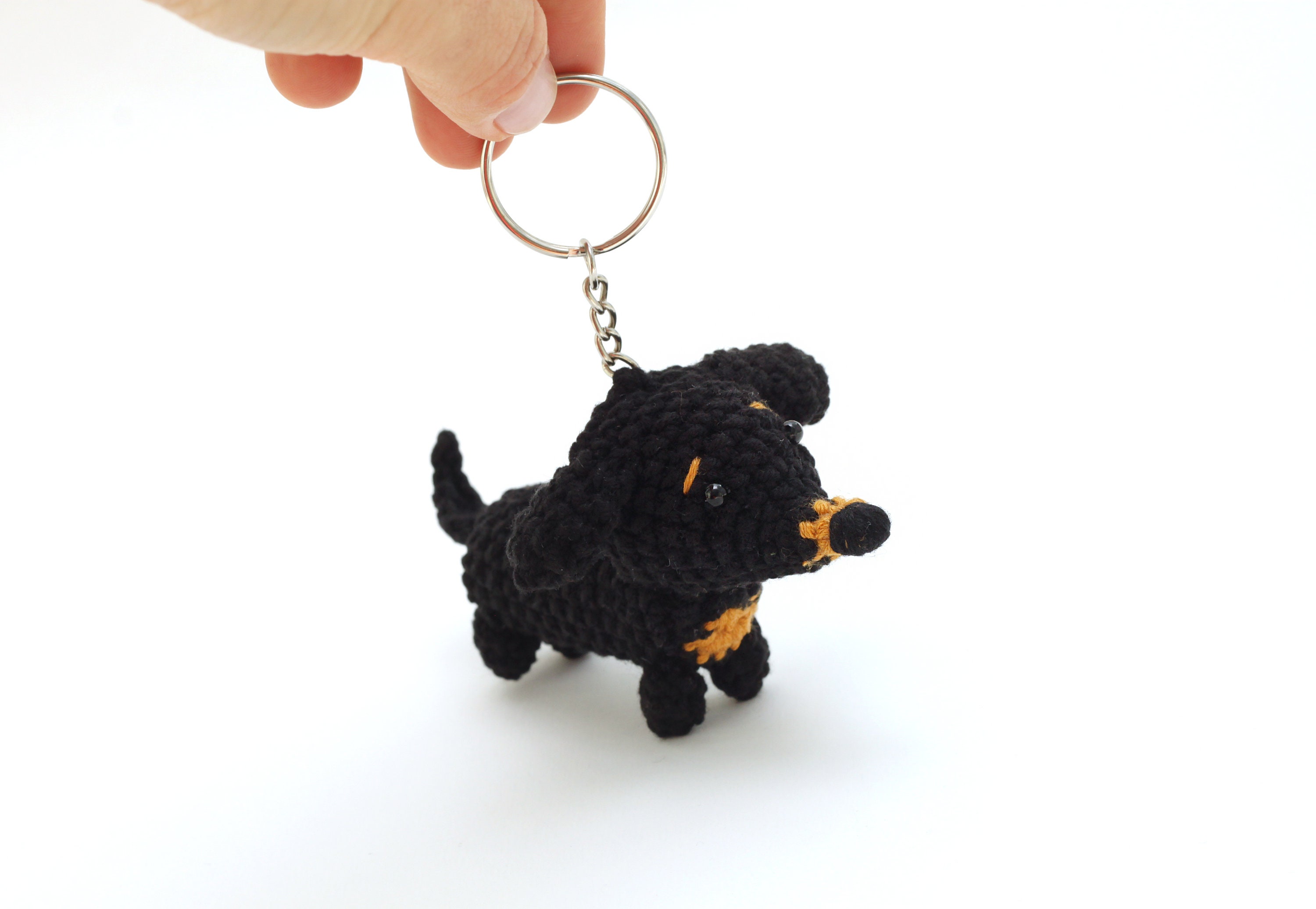 Crochet Dachshund Dog Keychain - Etsy